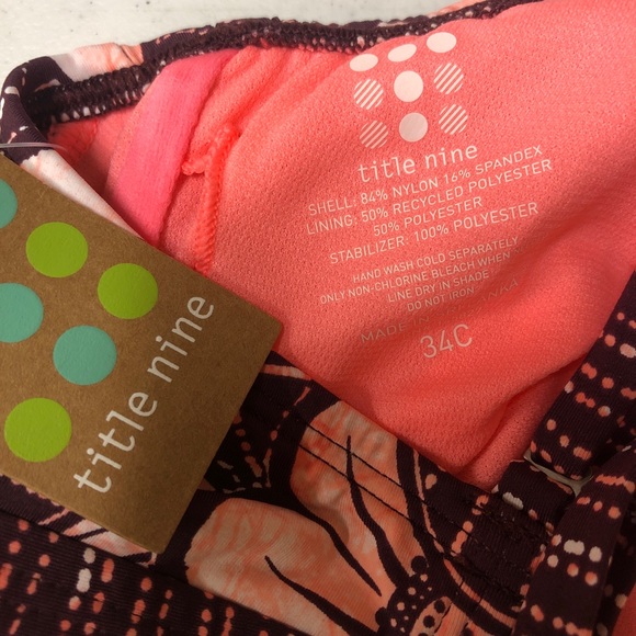 Title nine | Swim | Title Nine Bikini Top Pink Floral Print Nwt 34c ...